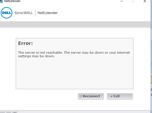 Netextender Error The Server Is Not Reachable
